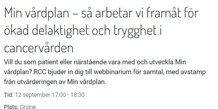 Digital Föreläsning Min Vårdplan Bröstcancerförbundet